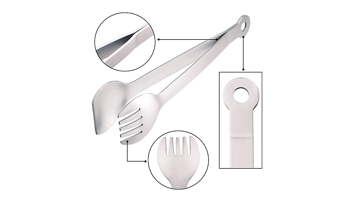 HINMAY 6-Inch Stainless Steel Serving Tongs - Set of 4