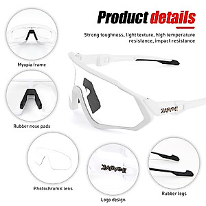 KAPVOE Photochromic Cycling Glasses Men Women Mountain Bike Sunglasses Clear MTB Bicycle Riding
