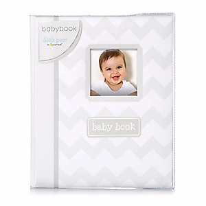 Little Pear Chevron Baby Book, Baby Keepsake, Baby Memory Book, Baby Girl or Baby Boy Photo Album Gender-Neutral, Gray