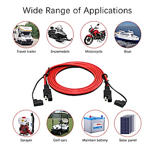 CERRXIAN 6.5FT 14AWG SAE to SAE 2 Pin Quick Disconnect Power Automotive Extension Cable with Cap for Solar Panels Battrey (Black&Red,2m)