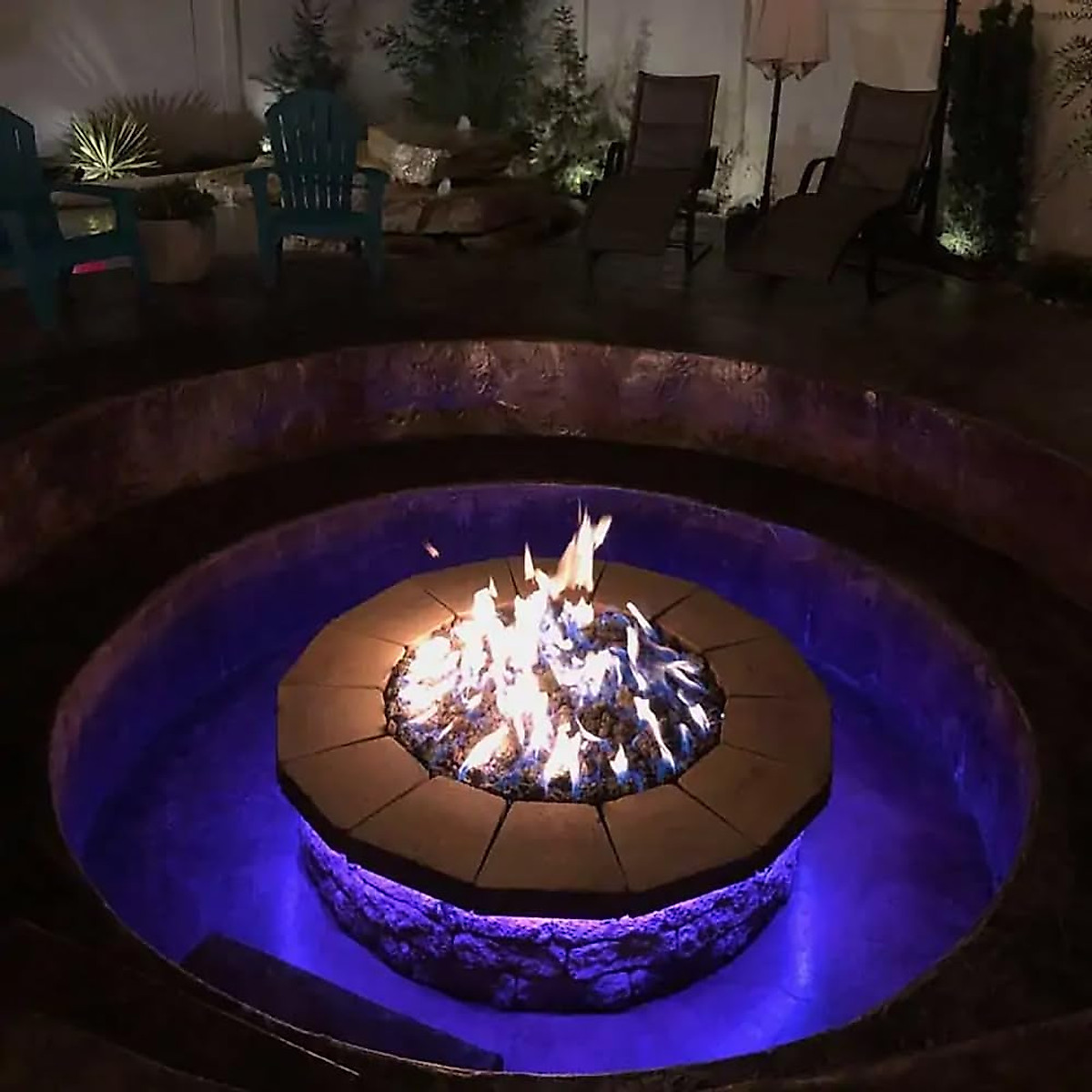 Spotix AFG Match Lit Fire Pit Burner Kit (SS-FR-36KIT-PAN-NG-MSCB), Round, 36-Inch Burner, 42-Inch Flat Pan, Natural Gas, Polished Chrome, with Flange, Key, Valve, Flex Line and Fittings