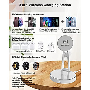 Wireless Charger for Samsung, 18W Magsafe Charger Stand, 3 in 1 Magnetic Charging Station Designed for Samsung S22 Ultra S21 S20 Z Flip 4 Z Fold 4/3 Note20, Galaxy Watch 5/5 Pro/4/3/2 & Galaxy Buds