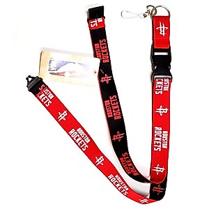 PSG INC Rockets 2-Tone Design Premium Lanyard 2-Sided Breakaway Clip Keychain Basketball