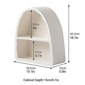 BOOMLATU 2 Tier White Floating Shelves for Wall,15.1" Arched Bathroom Shelves Wall Mounted for Living Room, Bedroom,Office