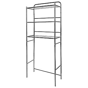 Home Basics 3 Tier Steel Space Saver Over The Toilet Bathroom Shelf with Open Shelving, Chrome