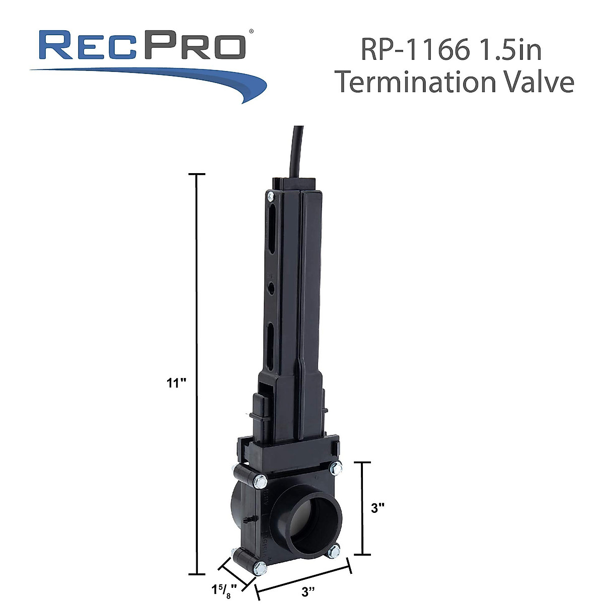 RecPro RV 1-1/2" Waste Valve | Holding Tank Termination Valve | 6-ft Release Handle