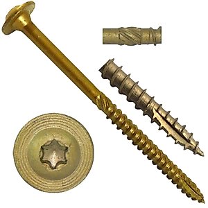 #17 x 4" Construction Lag Screw Exterior Coated Torx/Star Drive Heavy Duty Structural Lag Screw Far Superior to Common Lag Screws - Modified Truss Washer Head - 100 SCREW COUNT