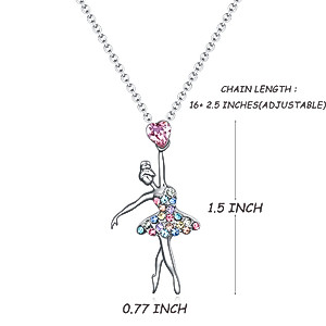 SUMFAN Ballerina Ballet Necklace Gifts for Girls Women,Dance Recital Gifts for Girls Ballet Pendant Jewelry for Daughter (Ballet Necklace)