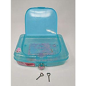 Hot Focus Art Box W/Compartments with Pad Locks and Keys – Mermaid Twins Girls School Pencil Case Box Includes Neon Gel Pen, Notepad and Stickers, Aqua, Blue, Silver, red, Purple, Pink (426 MM)