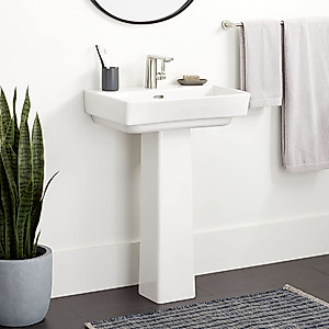 Signature Hardware 539975 Pentero 29" Tall Fireclay Pedestal Bathroom Sink Stand Only