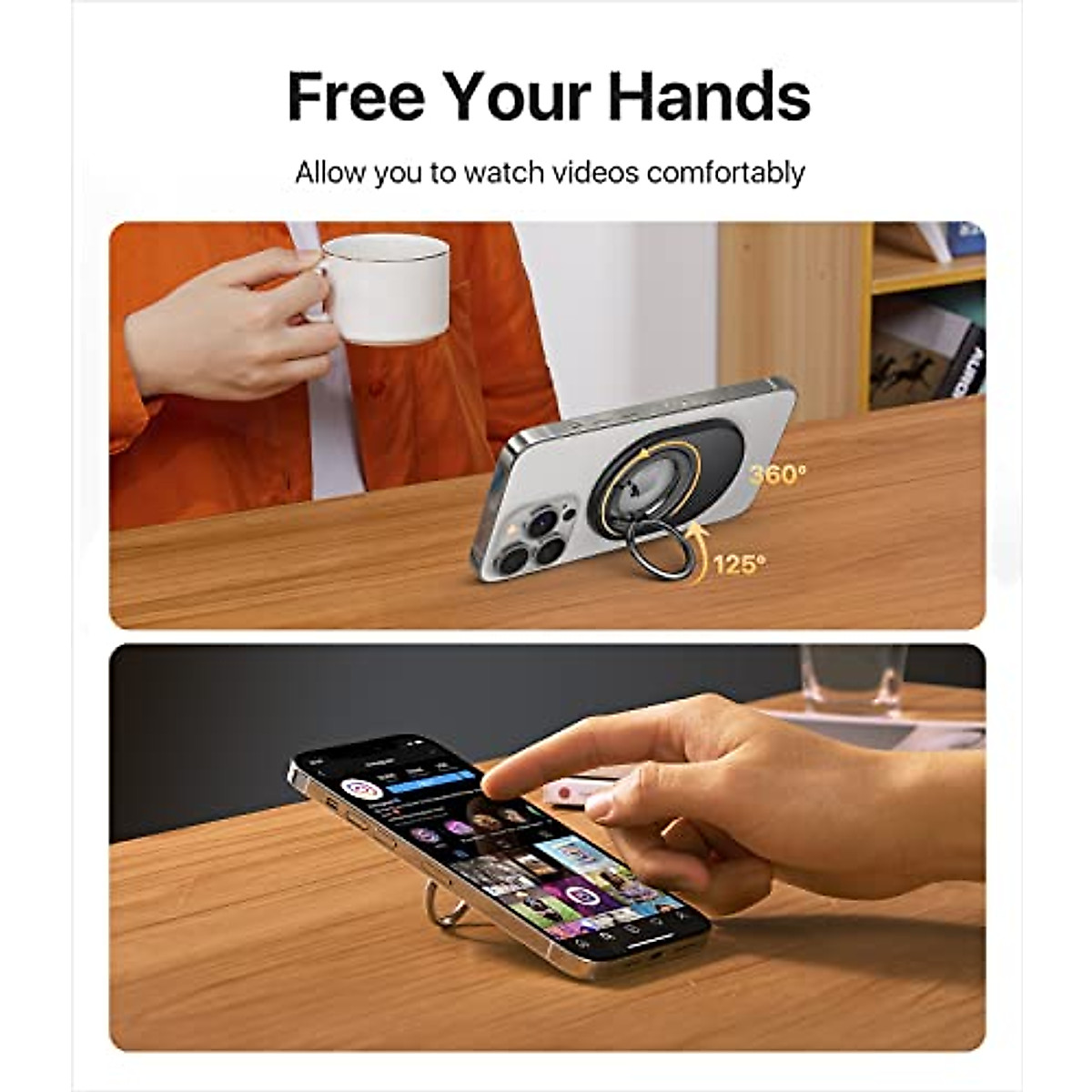 andobil Car Phone Holder & Magnetic Phone Grip Compatible with MagSafe iPhone 14 Pro Max 14 13 12