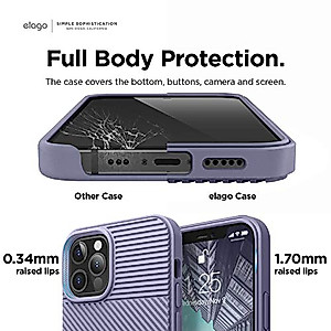 elago Protective Cushion Case Compatible with iPhone 12 and Compatible with iPhone 12 Pro 6.1 Inch (2020) [Purple Grey] - Shock Absorbing Design, Wireless Charging Supported