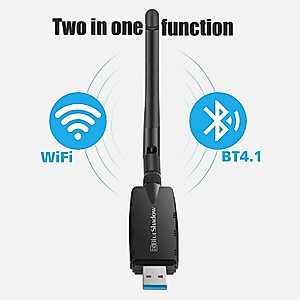 Blueshadow 2-in-1 USB WiFi Bluetooth Adapter AC1200 Dual Band 2.4G/5G Wireless Network Adapter 5dBi High Gain WiFi Antenna WiFi Adapter for Gaming Pc/Laptop/Desktop Supports Windows 10/8.1/8/7/XP