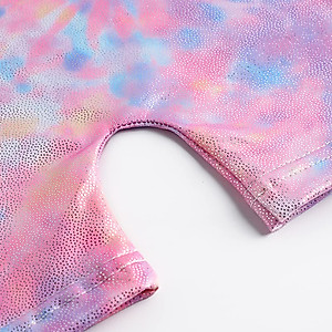 HOZIY Leotards for Toddler Girls Gymnastics 3t 4t 3-4t With Shorts Pink Pinkish Blue Purple Tie Dye Sparkle Biketard