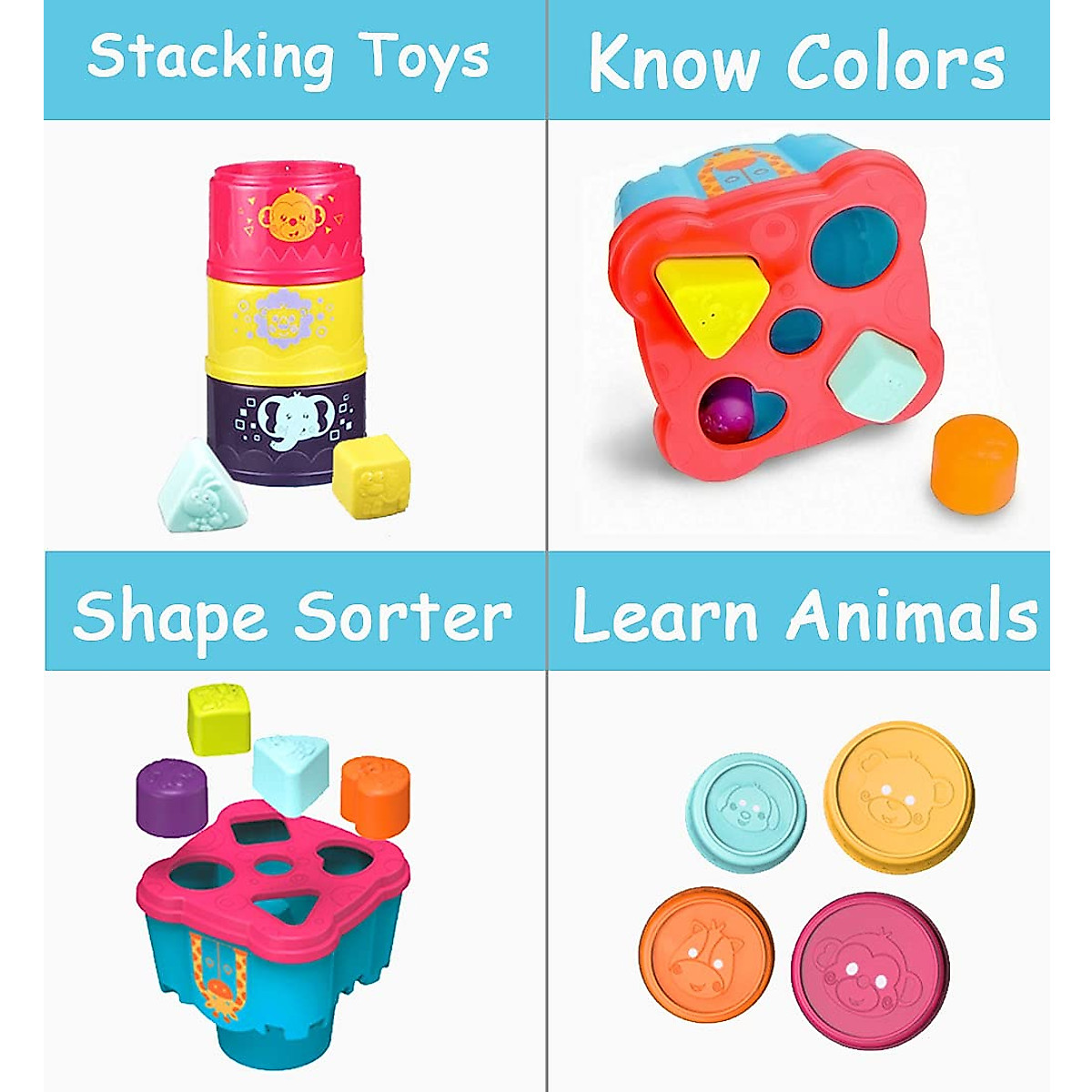 KIMI HOUSE 15 Pieces Stack Up Cup Toys, Early Development Toys, Stacking, Nesting, Sorting Cups and Rattle Shaker for Infants, Toddlers, Boys, Girls, Kids