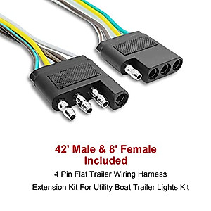 Trailer Wiring Harness Kit, 50FT Trailer Wiring, LIMICAR Trailer Wire Kit, Trailer Wiring Harness with 4 Flat 4 Pin Flat Wishbond Trailer Wire, Trailer Light Wire, Boat Trailer Wiring Kit