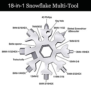 Snowflake Multitool,3 Pack 18-in-1 Snowflake Stainless Steel Multi Tool, Compact Flat Phillips Screwdriver Wrench/Bottle Opener Kit, Mini Durable and Portable,Stocking Stuffers for Men
