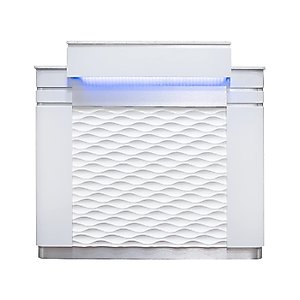 MAYAKOBA NAPA Reception Desk Square Table with LED Light and Marble Top, Office Restaurant Beauty Spa Salon Furniture, Luxe White/Silver Accents