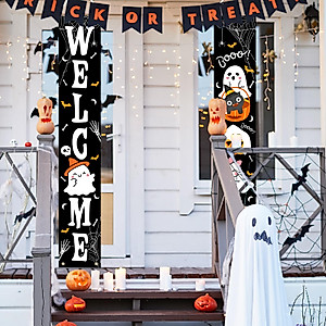 Avezano Halloween Door Decorations Welcome Boo Halloween Banner Porch Sign Halloween Baby Shower Decorations Halloween Party Welcome Signs