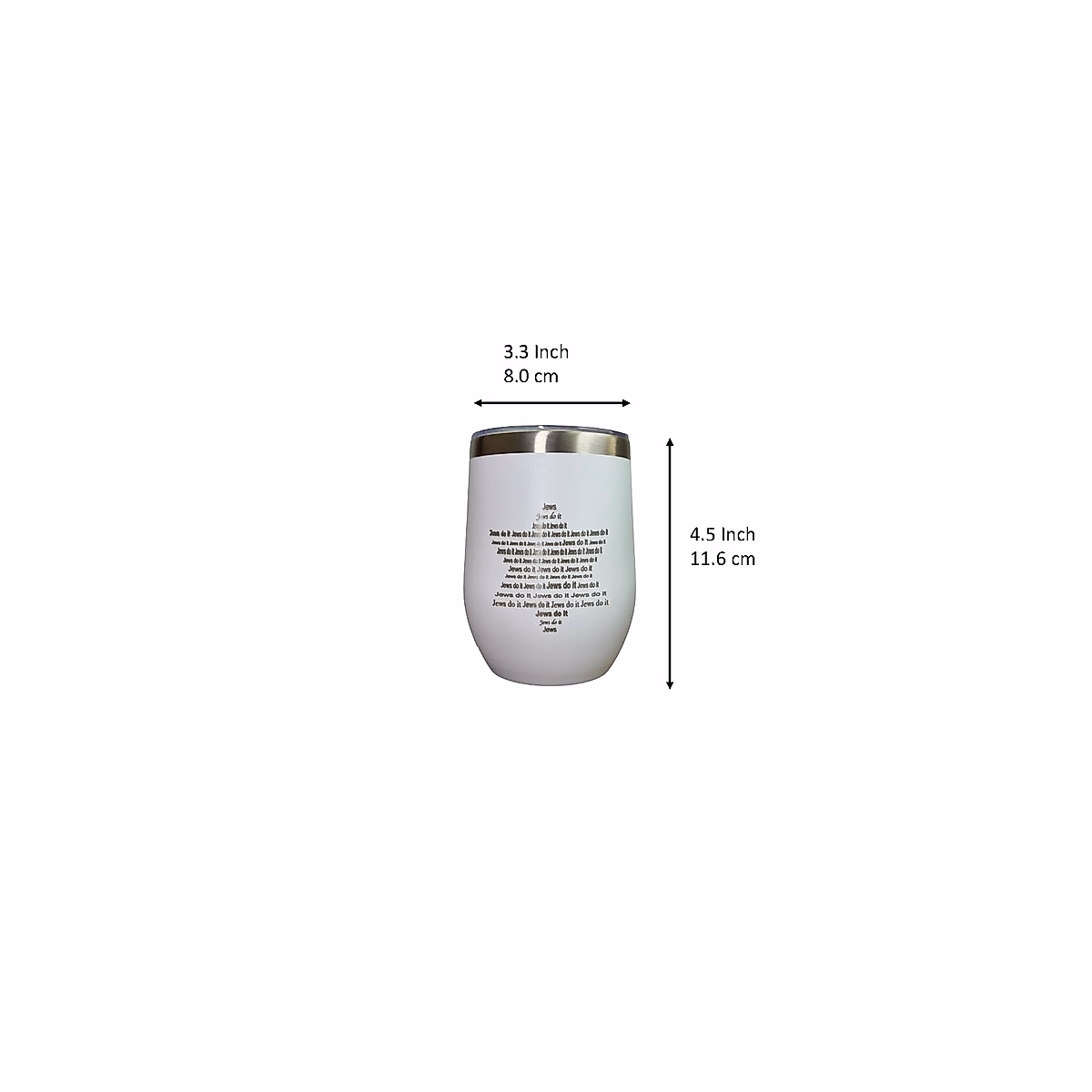 Immerse yourself in the artistry of precision laser engraving, showcasing a heartfelt message of support for Israel and the Jewish community tumbler. (White A - Never)