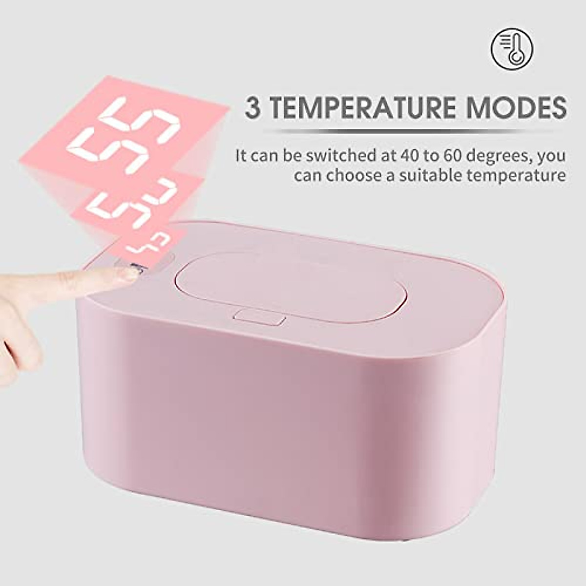 USB Baby Wipe Warmer, Baby Wet Wipes Dispenser, 3 Temperature Modes, Evenly Overall Heating, Silence, Large Capacity Portable Diaper Wipe Warmer for Home Car Travel