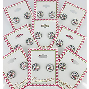 Stainless Steel White and Flower Paw Print Glass Stud Earrings 12mm