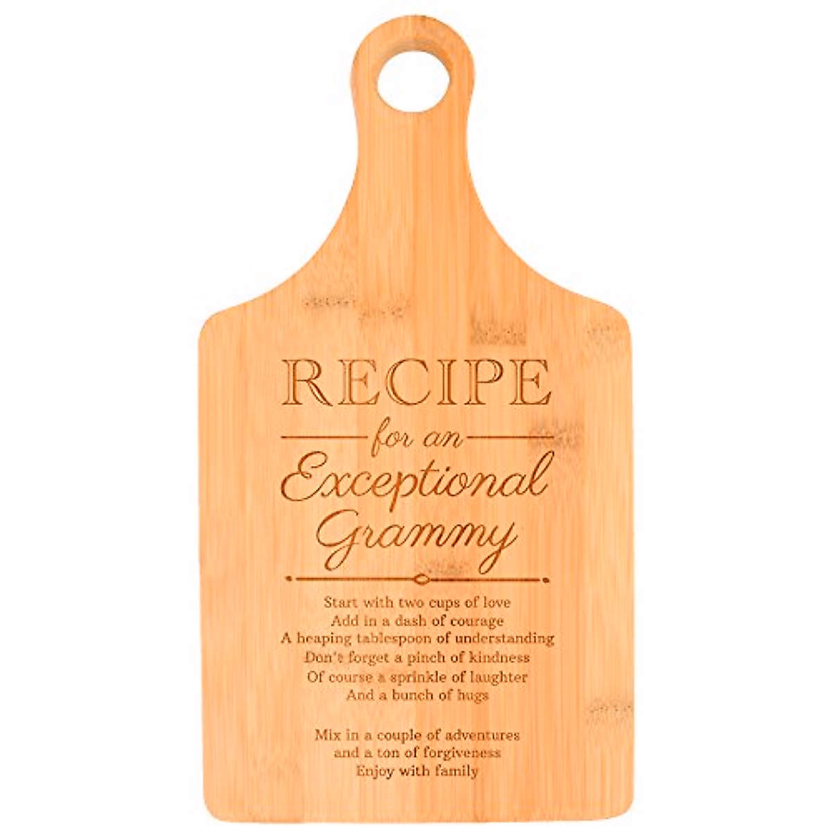 Birthday for Grandma Recipe for an Exceptional Grammy Paddle Shaped Bamboo Cutting Board