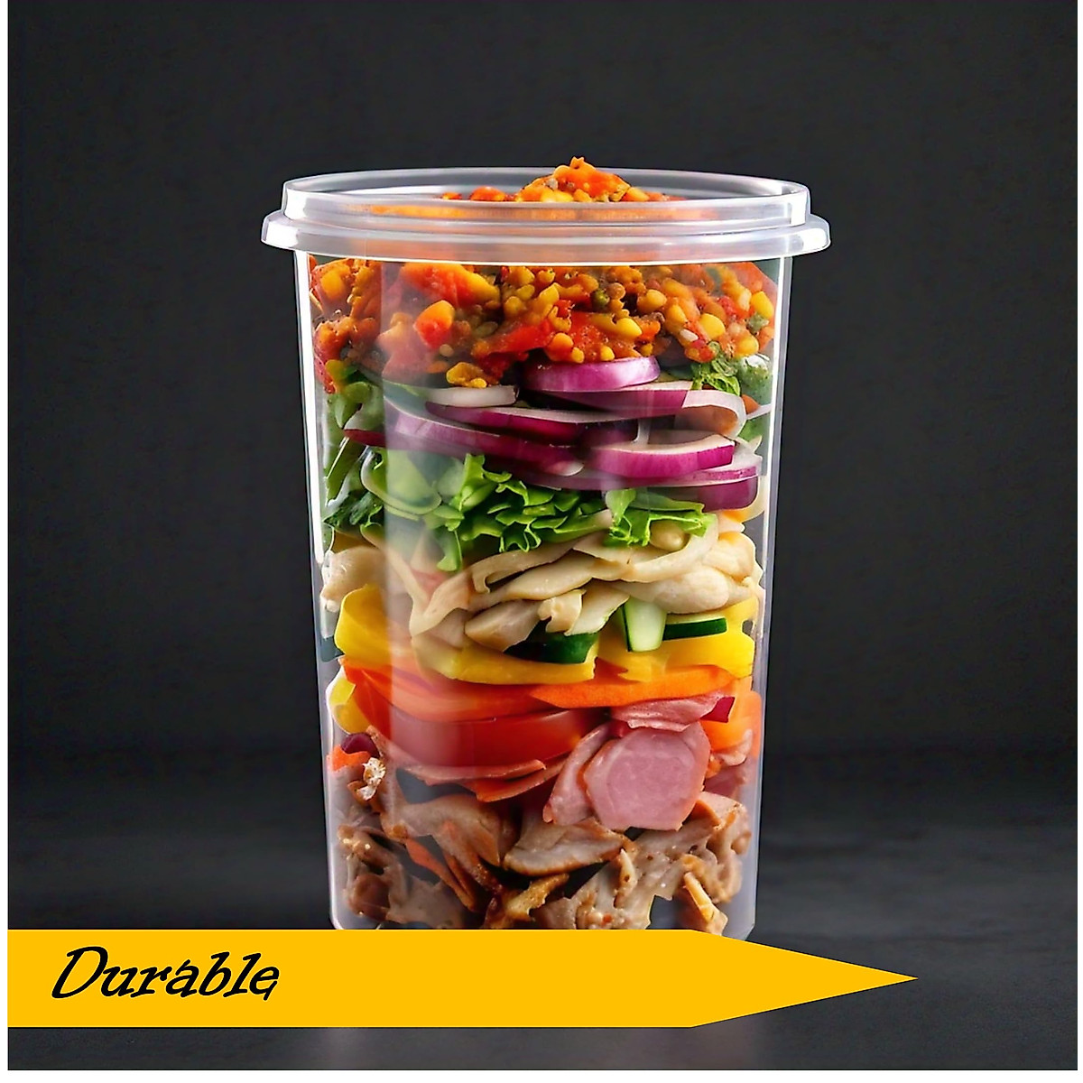 Mr Miracle Deli Containers with Lids - 12 Pack of 32 oz Clear Airtight Reusable Plastic Food and Multi-Purpose Containers - Microwave, Freezer, and Dishwasher Safe