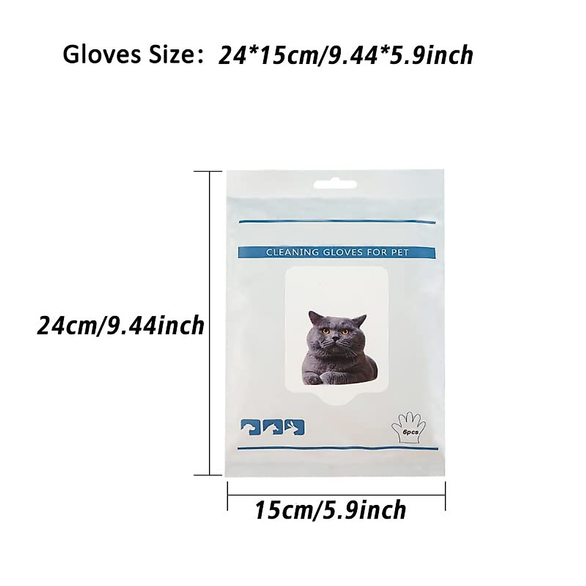 fatdaa Pet Grooming Glove Wipes for Dogs and Cats 6 pcs, Dog Wipes, Cat Wipes, Pet Wipes No Rinse Disposable Cleaning Massage Gloves, Pet Grooming Pet Washing,Made from Cotton，Easy Bath(6PCS)