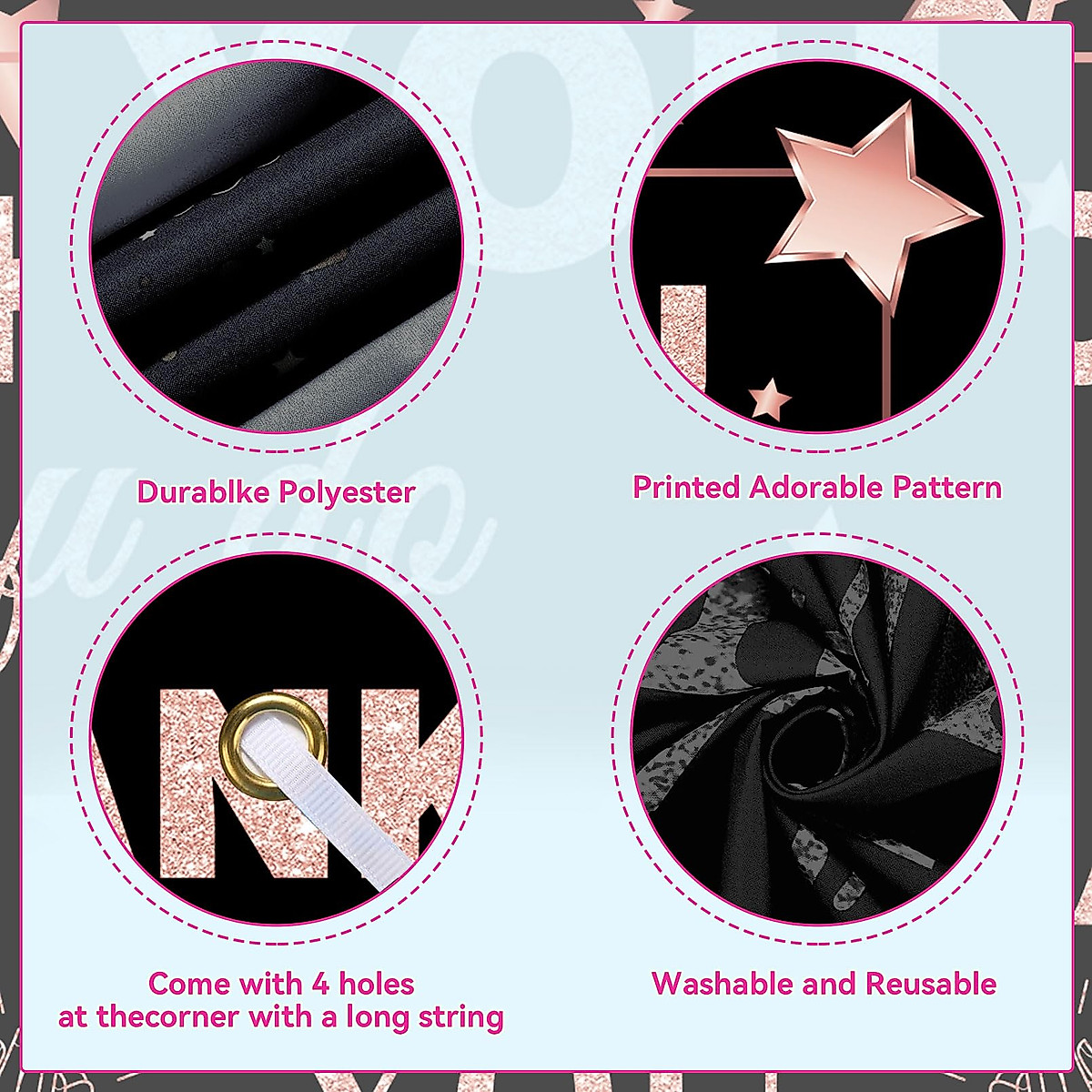 We Appreciate You Banner Decorations Thank You Banner Thank You for All You Do Backdrop for Teacher Employee Staff Doctors Nurse Poaster Volunteer Appreciation Week Party Decor - Rose Gold & Black