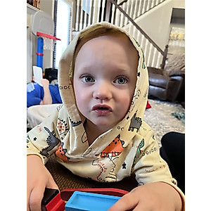 Infant Baby Boy Clothes Dinosaur Print Hoodie Tops + Pants Sweatsuit Outfits (12-18 Months) Light Yellow