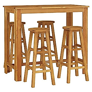 Camerina 5 Piece Patio Dining Set Outdoor Dining Table Set Patio Table and Chairs Set Outdoor Patio Dining Set Solid Wood Acacia 3154394