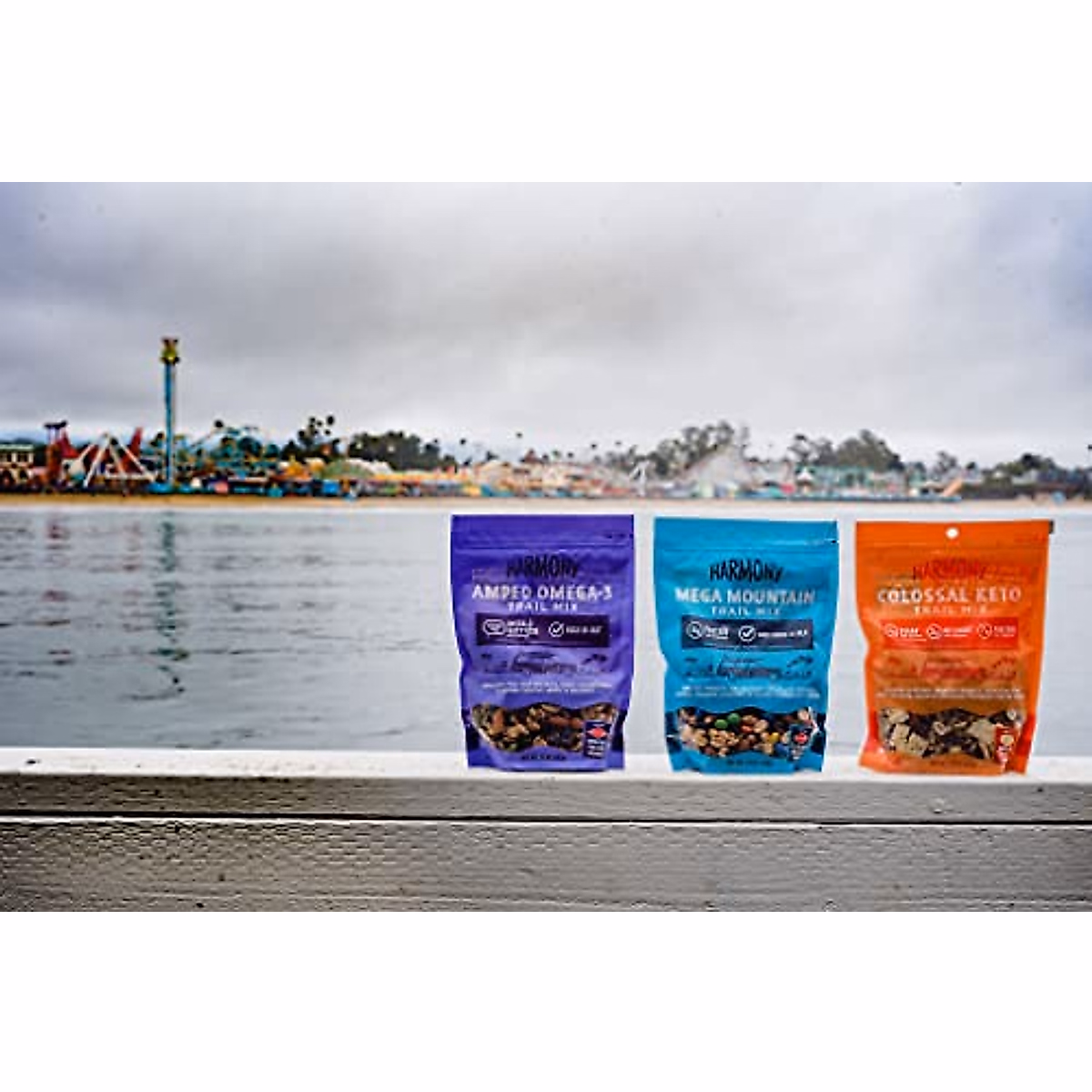 Harmony Trail Mix Variety Pack with 13-Oz. Mega Mountain, 10-Oz. Colossal Keto, and 10-Oz. Amped Omega-3 Trail Mix