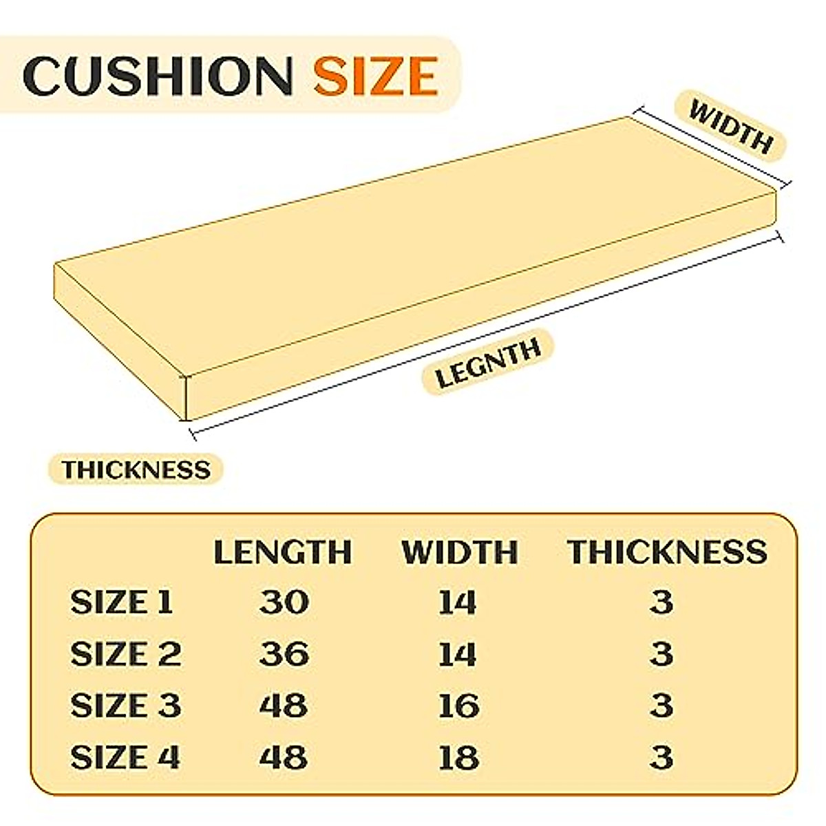 RULAER 48 inch Bench Cushion for Indoor Furniture,High Weather Resistance Patio Bench Seat Cushion Durable Washable Garden Chair Pads(48x16x3 inch,Grey)