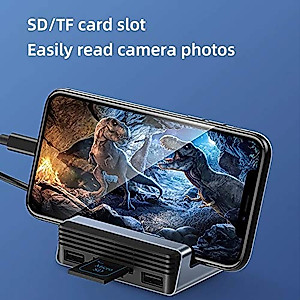 SLSFJLKJ USB C Hub Type-C Docking Station Type-C to 4K HDMI-Compatible PD SD/TF Card Reader RJ45 Phone Holder Stand