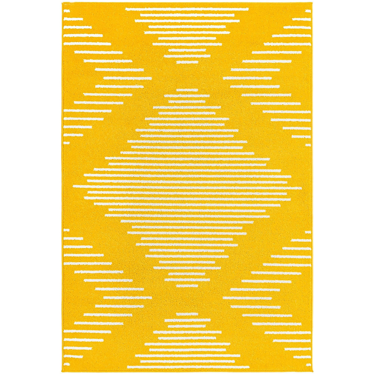 Unique Loom Kai Collection Area Rug - Warrior (4' x 6' Rectangle Yellow/Ivory)