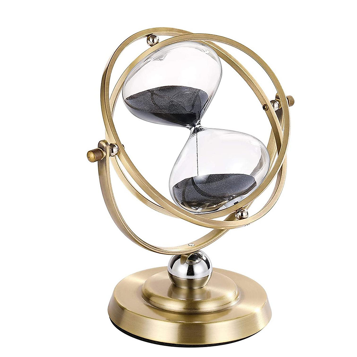 BAWAQAF 360 Degree Rotating Hourglass European Metal Sand Timer 60 Minute Sand Clock Vintage Brass Sandglass Home Office Kitchen Timer
