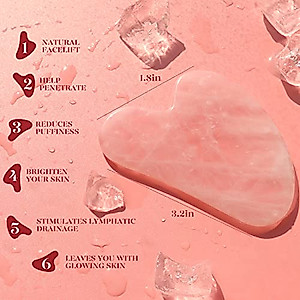 BAIMEI Gua Sha Facial Tool for Self Care, Massage Tool for Face and Body Treatment, Relieve Tensions and Reduce Puffiness - Rose Quartz