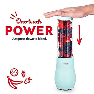 Dash Mighty Mini 10 oz Compact Personal Bottle Blender with Travel Lid, Aqua