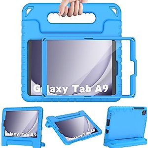 BMOUO Kids Case for Samsung Galaxy Tab A9 8.7 Inch 2023 (SM-X110/X115/X117) & Galaxy Tab A7 Lite 2021 - with Screen Protector, Shockproof Lightweight Samsung Galaxy Tab A9 Case/A7 Lite Case, Blue