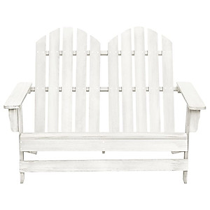 Tidyard 2-Seater Patio Adirondack Chair Solid Wood Fir White Outdoor Fire Pit Chair Wooden Garden Armchair for Porch Pool Lawn Deck Backyard Balcony Outdoor
