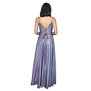BOSJHD Shiny Gradient Strap Open Back Elegant Party Evening Dress（Purple,XX-Large）