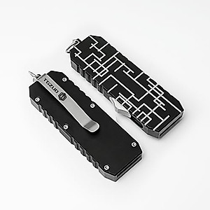 TGZUO Aluminium Alloy Pocket Knife with Clip Small EDC Telescopic Retractable Box Cutter Flipper Precision Craft Knife Utility For Office Home Arts 10pcs Carbon Steel Blades