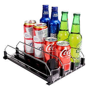 BingoHive Automatic Soda Can Organizer for Refrigerator Can Dispenser for Beer Soda Seltzer Drink Pop Can Soda Organizer for Refrigerator 12 Standard Size 11.15oz 12oz 16oz 16.9oz Cans Holder Storage