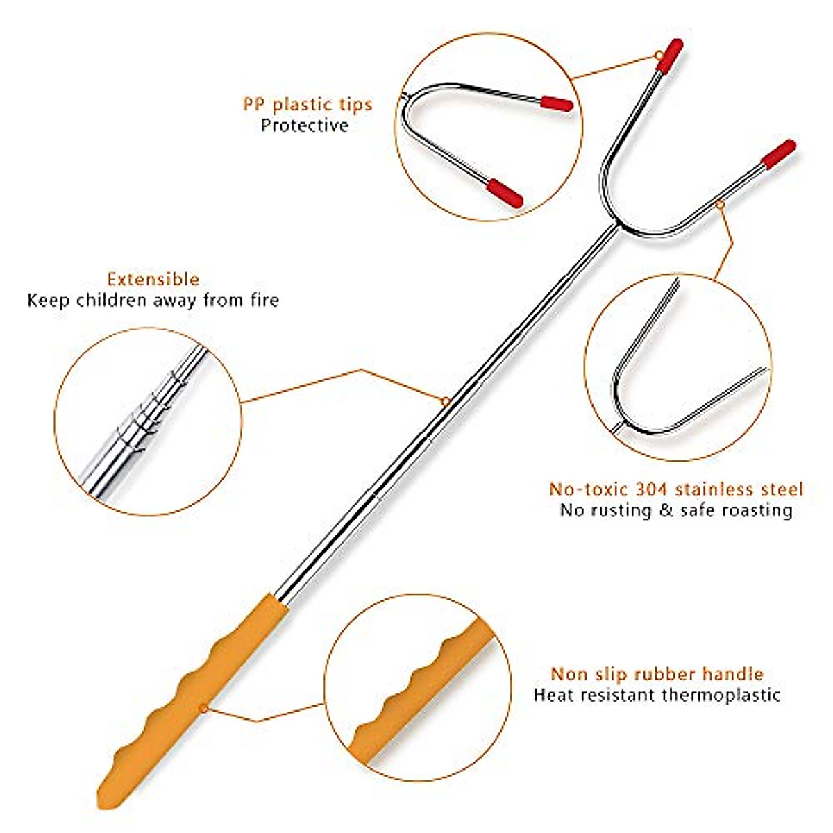 Aoocan Marshmallow Roasting Sticks , Set of 12 Extend 45" Smores Sticks for Fire Pit , Telescoping Rotating Smores Skewers - Hot Dog Roasting Sticks for Campfire, Camping, Bonfire and Grill