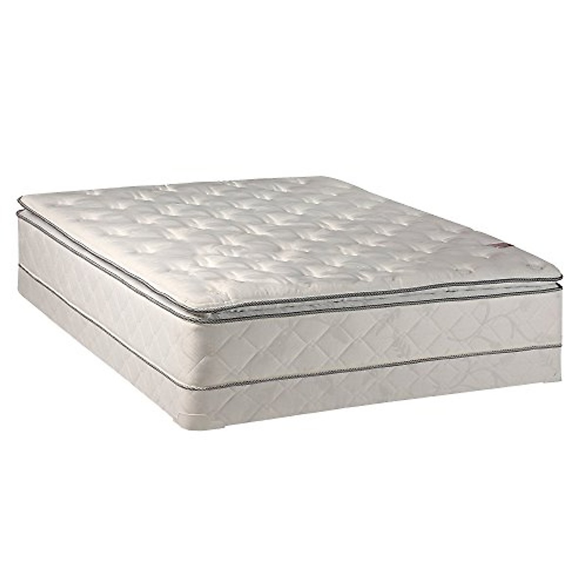 Mattress Solution 10-Inch Medium Plush Pillowtop Innerspring Fully Assembled Mattress And 4" Low Profile Metal Box Spring/Foundation Set With Frame, Twin XL