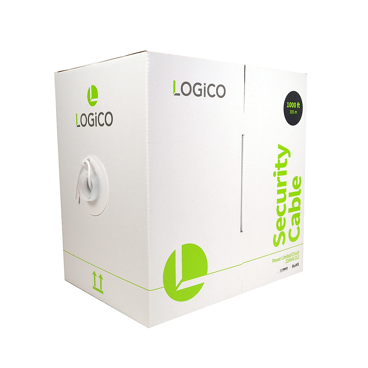 LOGICO Security Wire Burglar Alarm 22/4 Cable 1000FT Stranded White 1000' Speaker Cable