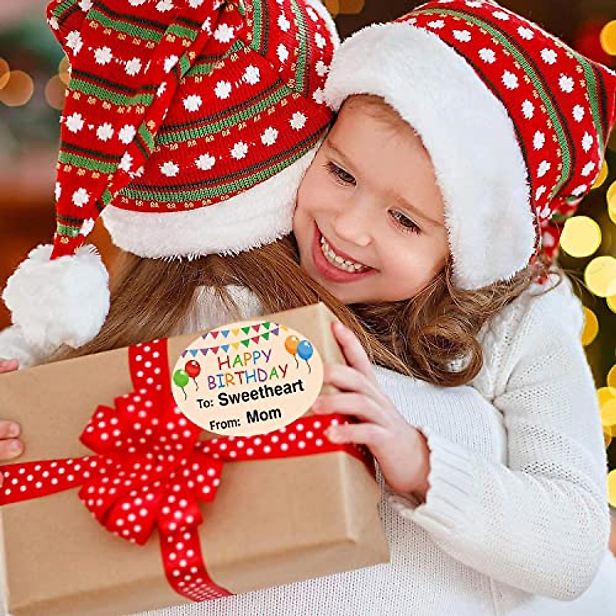 Happy Birthday Gift Tags Present Stickers 1.5 x 2 Inch Oval Christmas to from Labels - Xmas Festival Birthday Stickers for Kids Party Favors Envelope Packages Seals 6 Designs 300 Pcs