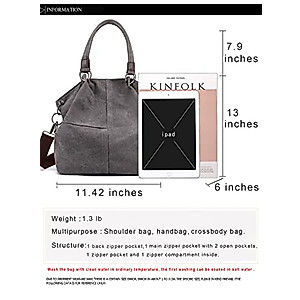 Eamom canvas tote bag for women hobo crossbody bags shoulder purses and handbags large capacity travel bag (Gray)