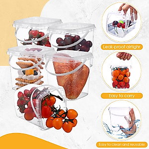 Menkxi 15 Pieces 34 oz Ice Cream Buckets with Lids Plastic Clear Deli Containers with Lids Transparent Airtight Square Bucket with Handles Canisters Storage Containers for Freezer Kitchen Home